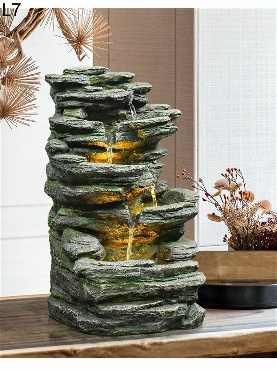 Фонтан садовый уличный Водопад 55,5 см / Фонтанчик для дома и сада декоративный настольный