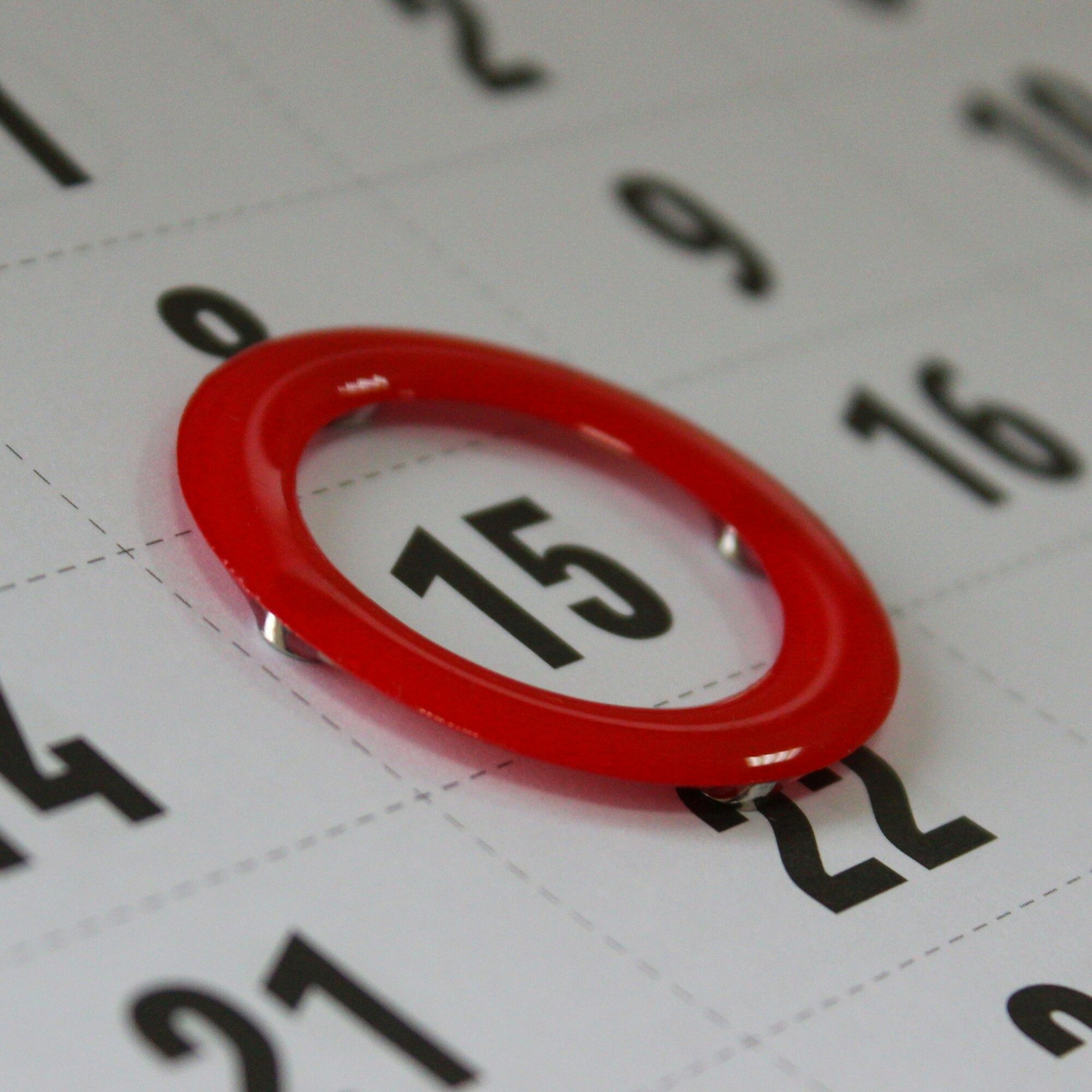 Комплект Курсор календарный магнитный гелевый круглый 37х25 мм красный + металлическая подложка