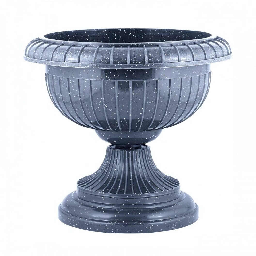 Вазон на ножке 9,5 л, d 395 мм, пластиковый, цвет тёмный камень, для дома и сада