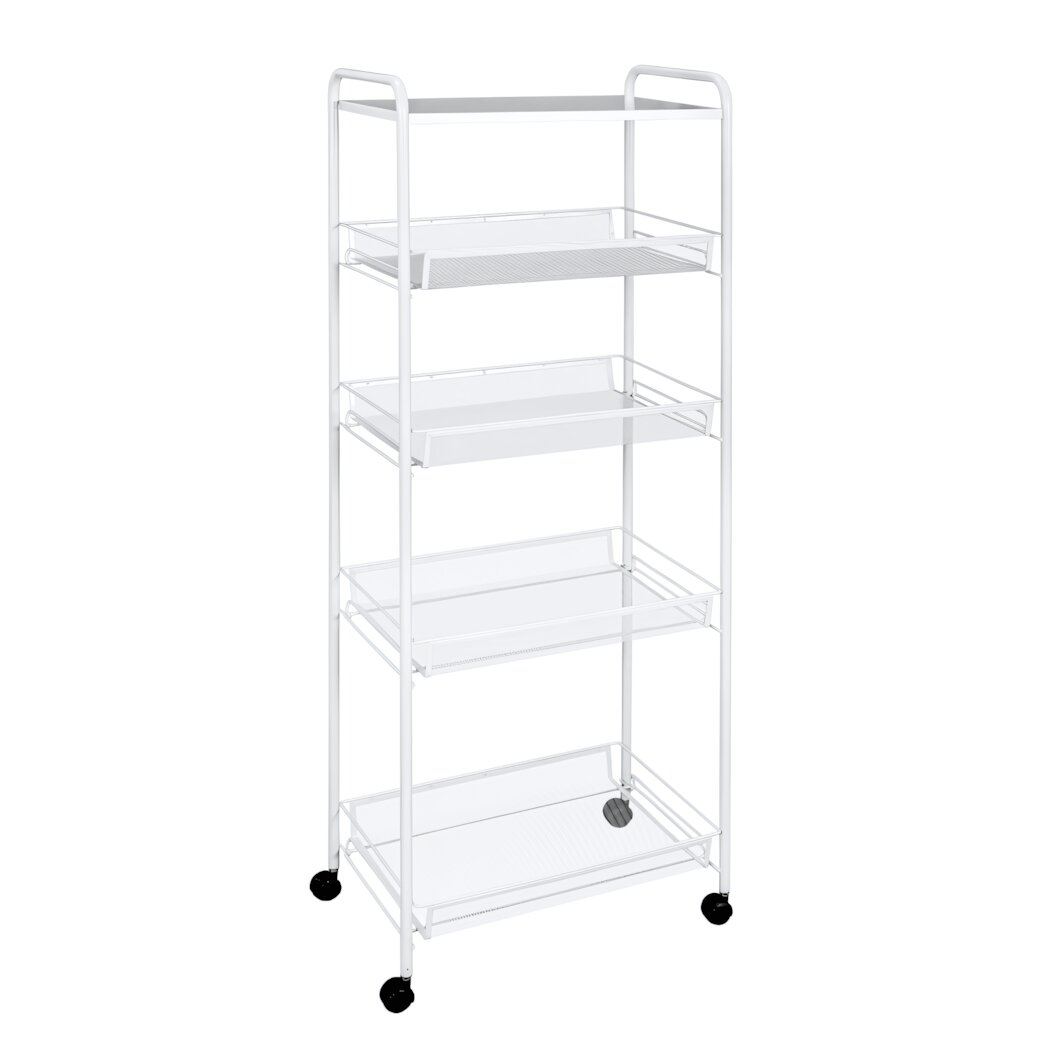 Этажерка "Ладья 35 КС" 4 полки + столешница, на колесиках, белый, до 10 кг