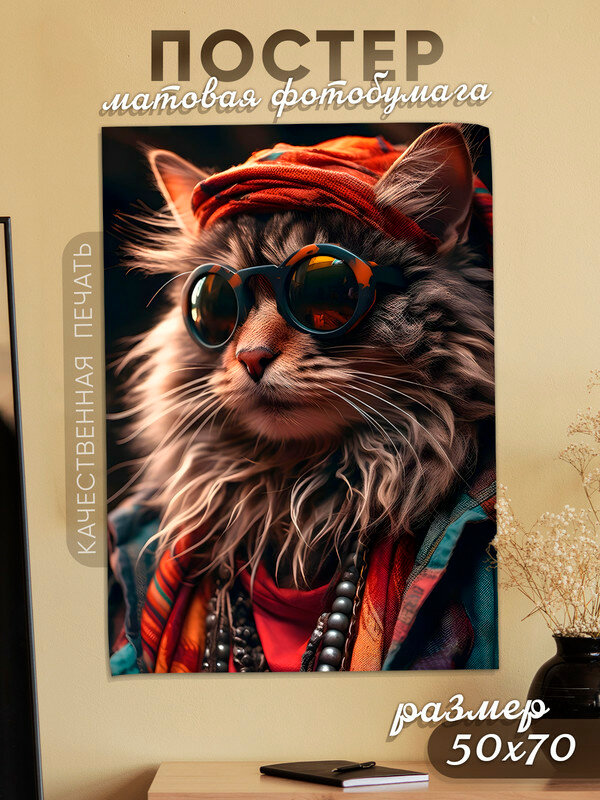 Постер Кот в очках (17) 50х70
