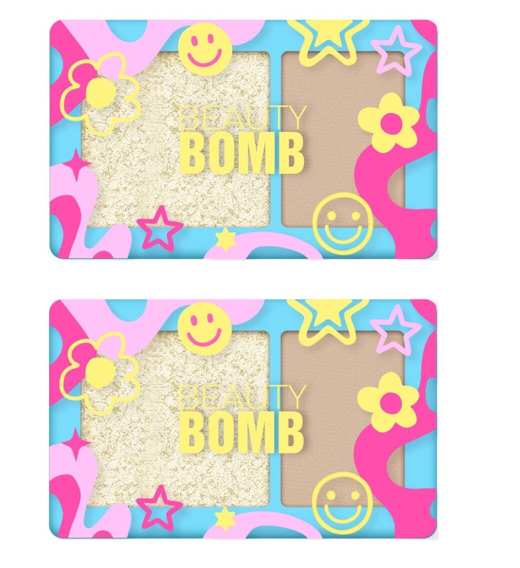 Палетка Beauty Bomb теней для век двойная Double Eyeshadow Palette, тон 01 Hippie Band, 3,4 гр - 2 штуки