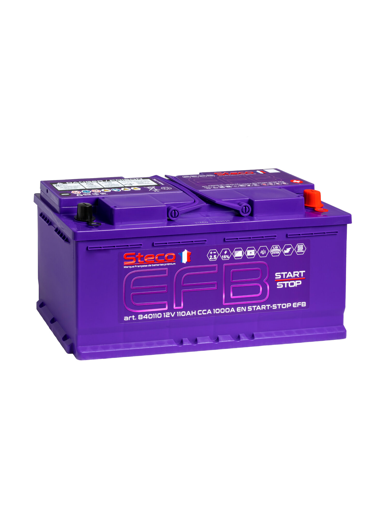 Аккумулятор STECO EFB Старт-Стоп 110ач, обратная полярность, октябрь 2025г.