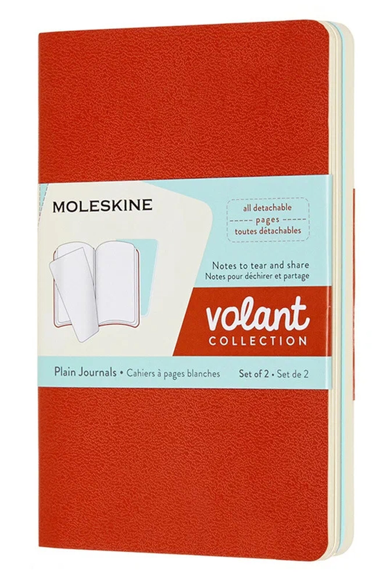 Блокнот Moleskine "Volant Pocket", 90x140 мм, 2 шт, оранжевый