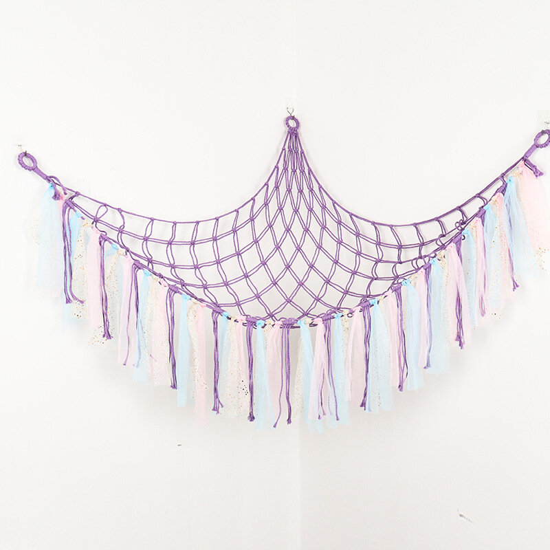 Трансграничная сетчатая сумка для игрушек, изготовленная вручную из хлопковой веревки, для детской комнаты, гамак для хранения игрушек.