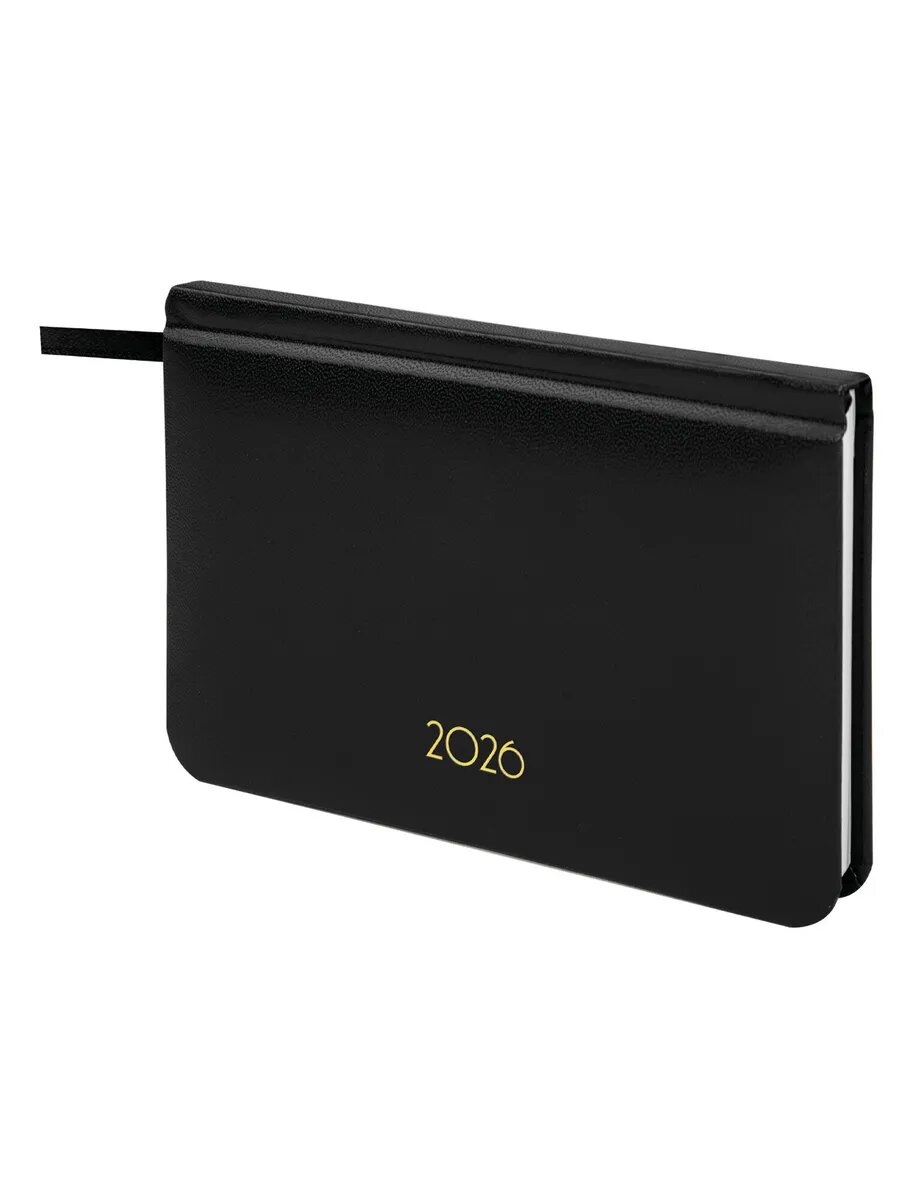 Еженедельник датированный 2026 А6 черный