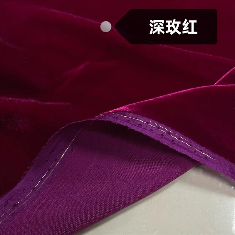 Шелковая бархатная ткань тутового цвета 100 см x 140 см Бордовый, 20