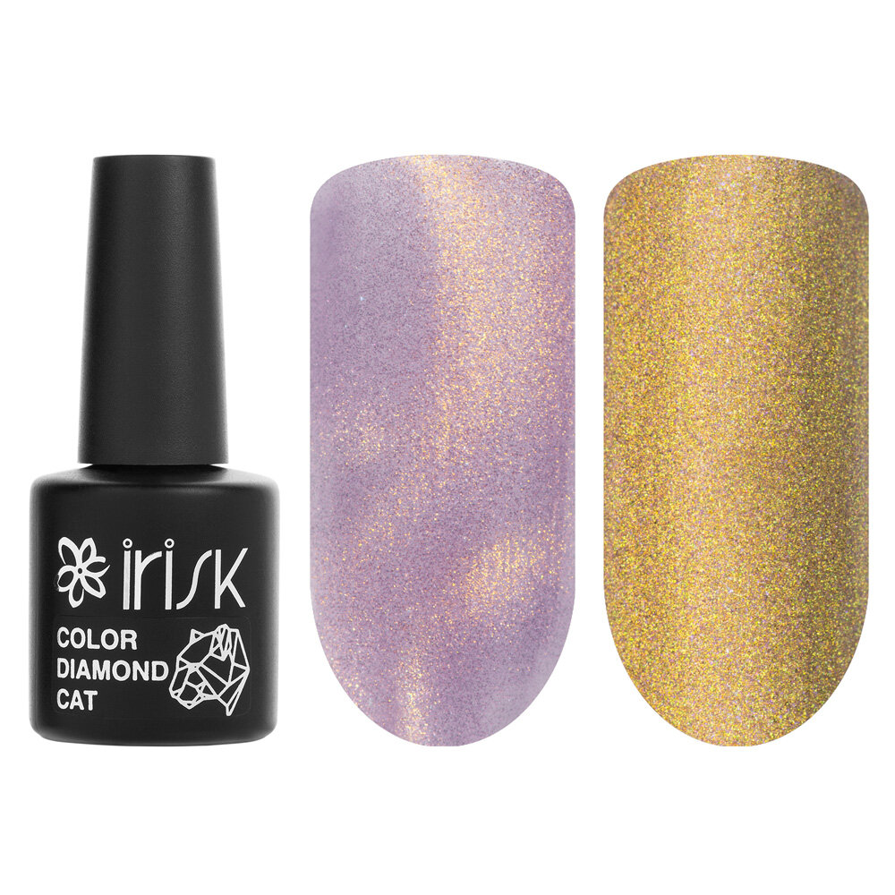 Гель-лак Irisk Professional Color Diamond Cat 008, эффект кошачий глаз, золотистый, 10 мл