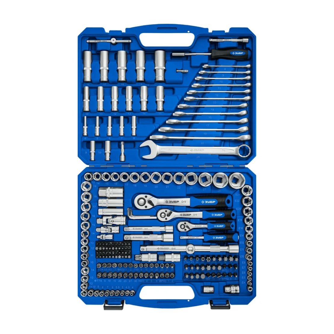 Набор инструментов ЗУБР А-216 27674-H216, 216 предметов, хромованадиевая сталь, синий