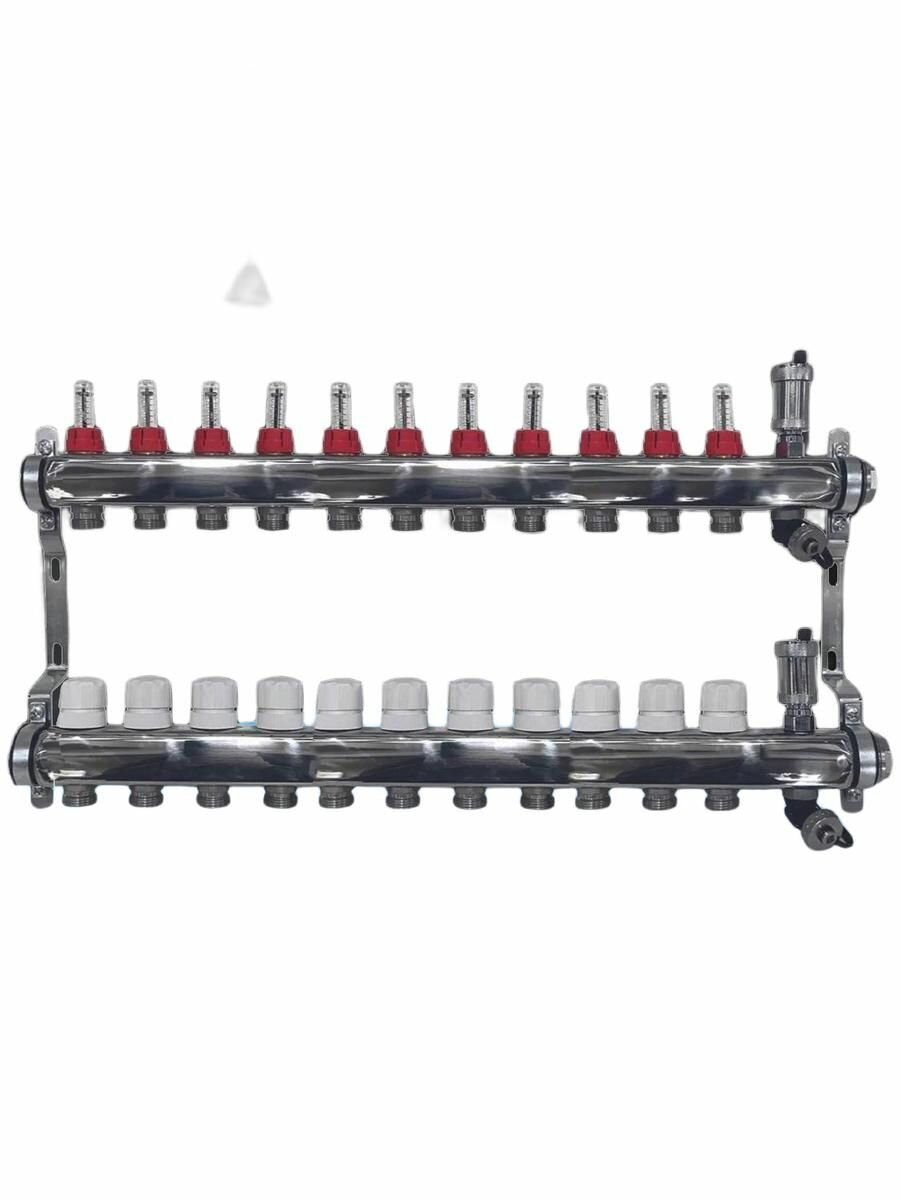 Коллектор регулируемый для теплого пола AQUALINK,1"х3/4" EK (11 выходов) (Р-О)