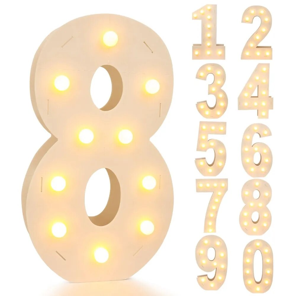 Гигантская светодиодная гирлянда для помещений Цифра 8, 91,5 см, 1 шт. Дерево