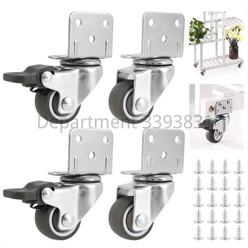 Набор для перемещения мебели 4 шт. Металлические колеса для мебели с резиновыми колесами, диаметр 32 мм, серебристый