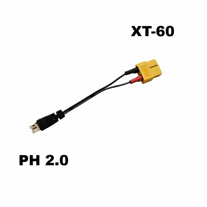 Переходник XT60 на PH 2.0 2P (мама / папа) S143 разъем питания Mini Micro Jst Gh 2.0 MX2.0, желтый адаптер 2-х контактный ХТ60 силовой провод XT-60, коннектор, гнездовой штекер, аккумулятор р/у