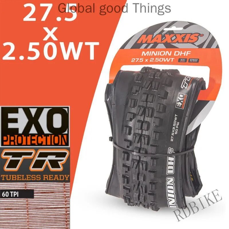 Велошина Maxxis Minion DHF 27.5x2.50WT EXO TR Tubeless Ready, диаметр колеса 27.5 (дюймы)