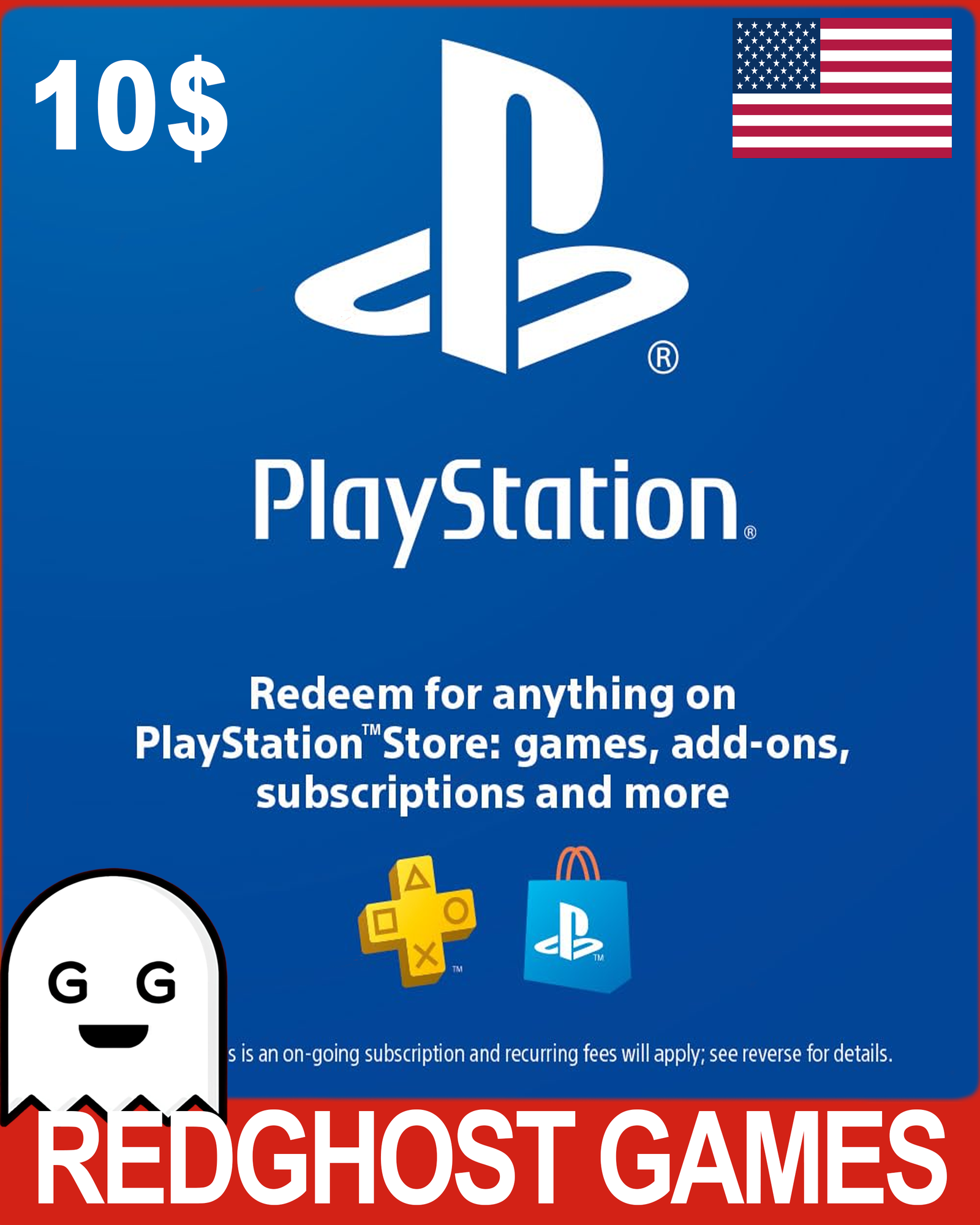 Карта пополнения счета PlayStation Store 10$ (USD/США), цифровой ключ активация: в течение 1 месяца