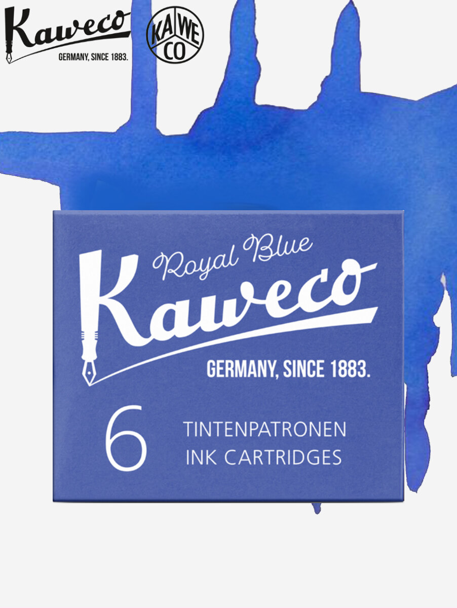 Набор картриджей для перьевой ручки KAWECO Royal Blue 6 шт. в картонной упаковке