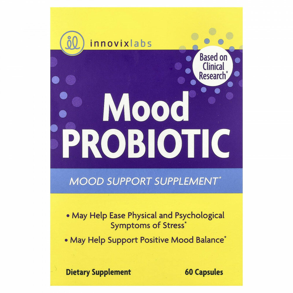 InnovixLabs, Mood Probiotic, пробиотик для хорошего настроения, 60 капсул