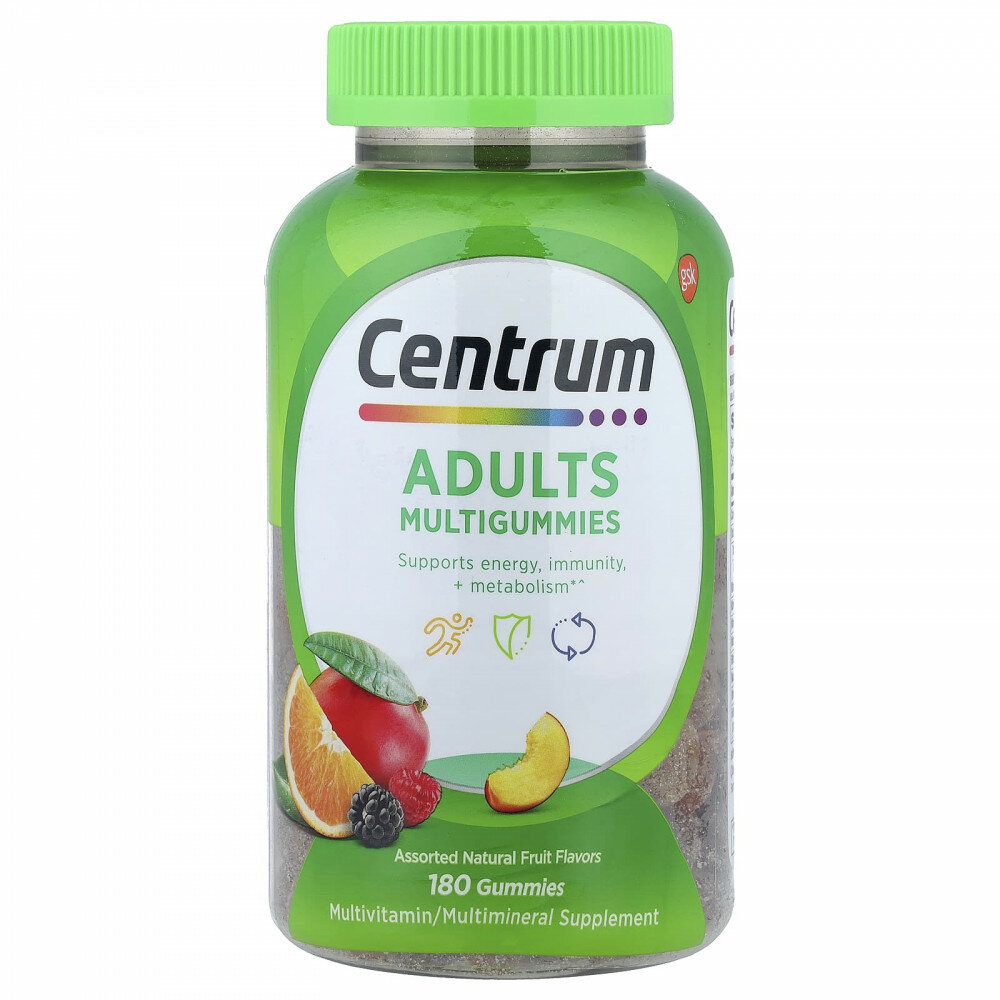 Centrum, Мультивитамины для взрослых, натуральное фруктовое ассорти, 180 жевательных таблеток