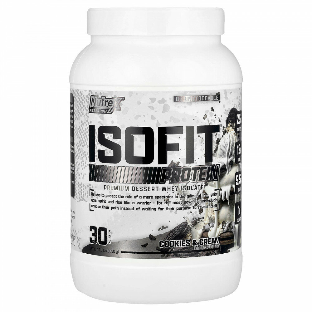 Nutrex Research, IsoFit® Protein, десертный изолят премиального качества, печенье и сливки, 1050 г (2,3 фунта)