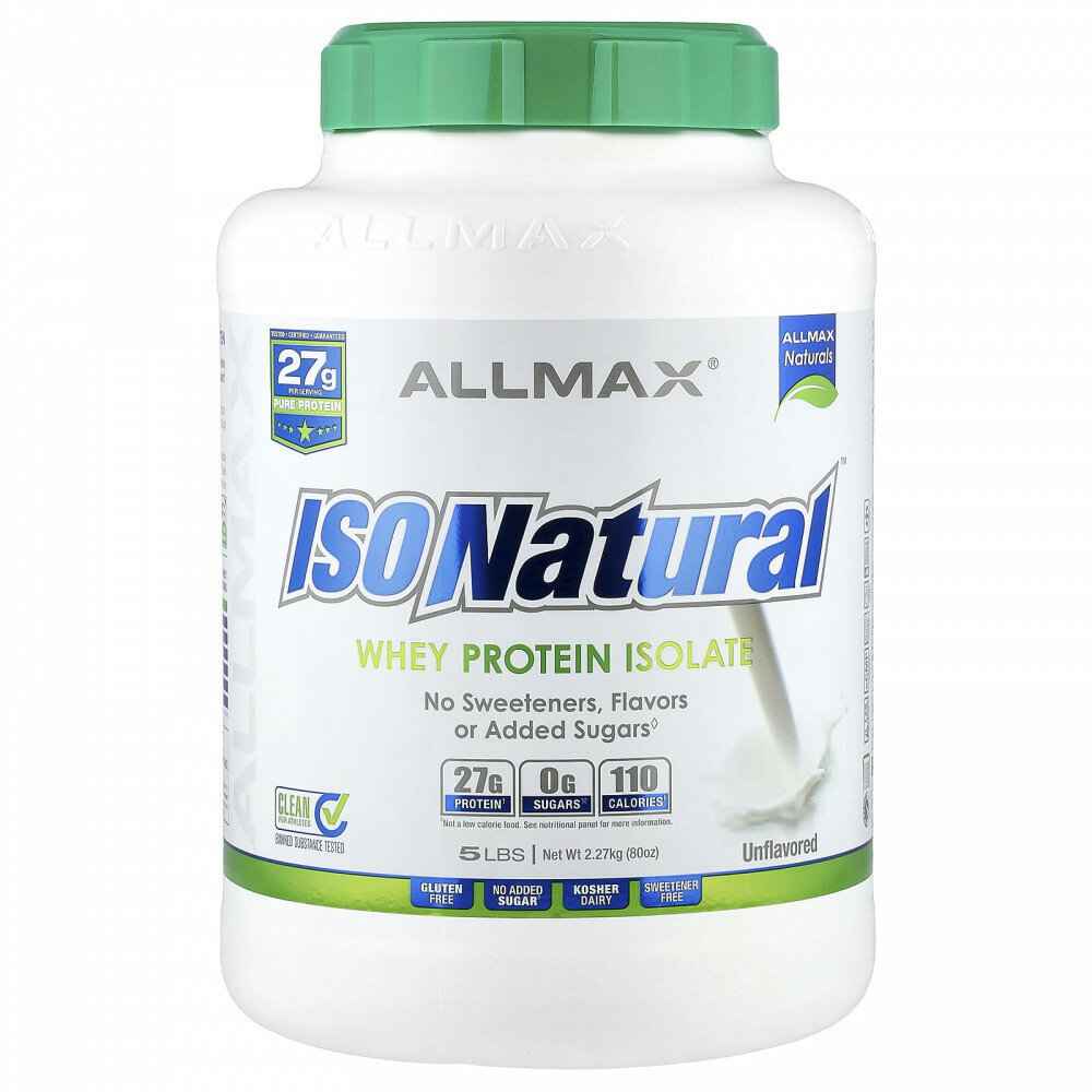 ALLMAX, ISONatural™, изолят сывороточного протеина, без добавок, 2,27 кг (5 фунтов)