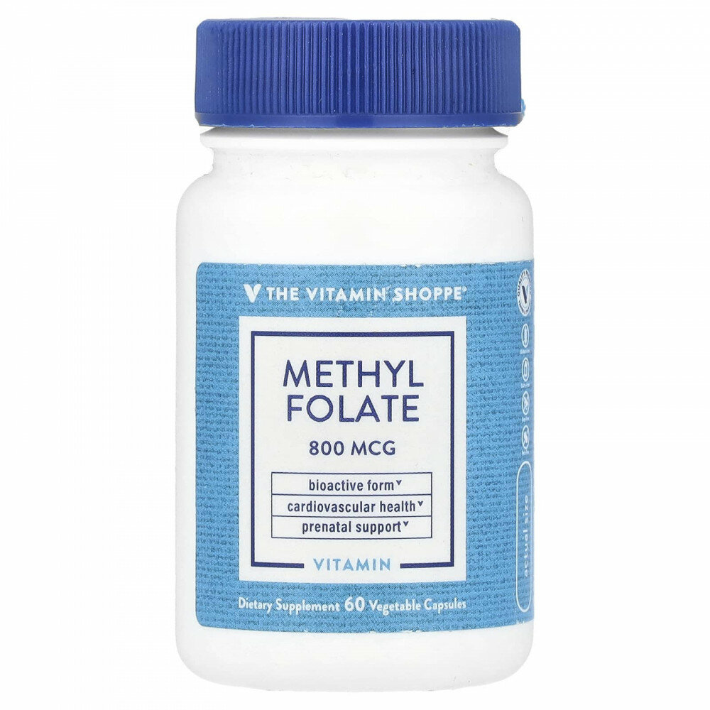 The Vitamin Shoppe, Метилфолат, 800 мкг, 60 растительных капсул