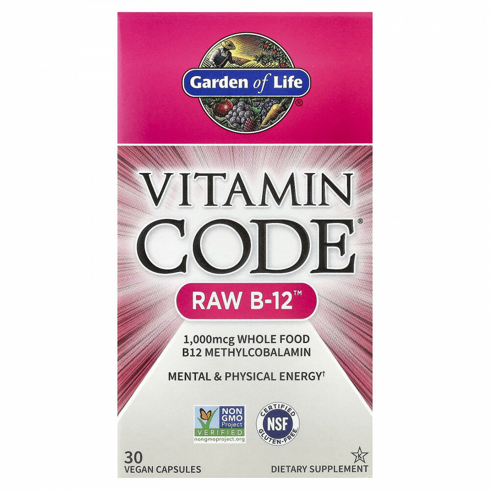 Garden of Life, Vitamin Code, RAW B12, 30 растительных капсул