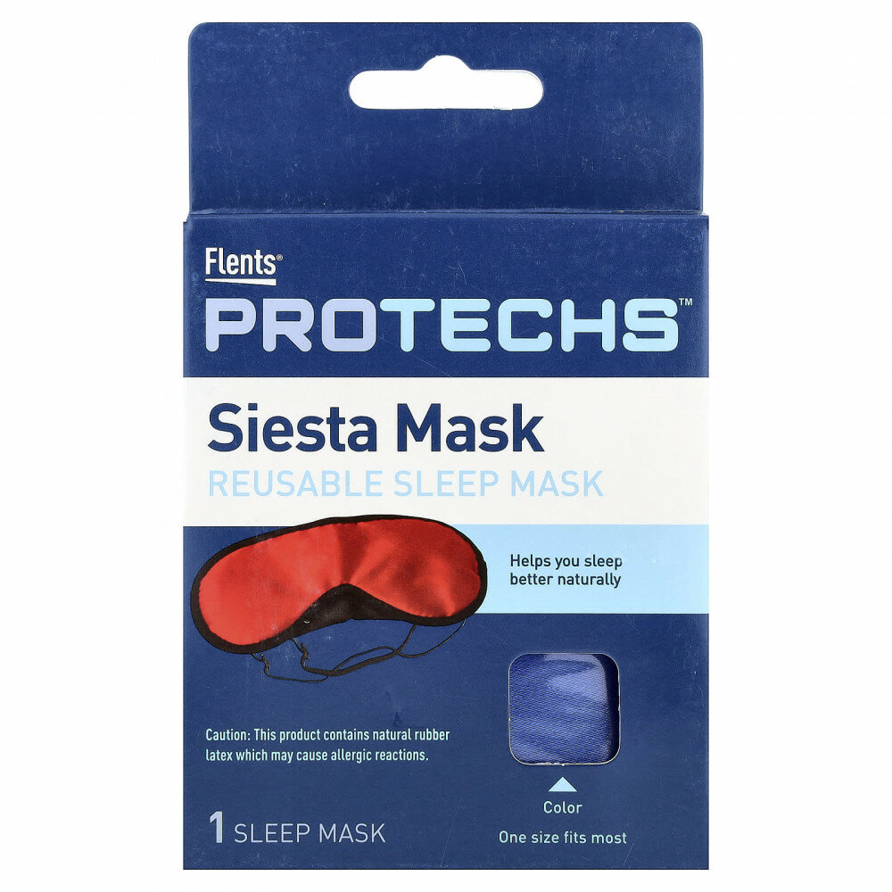 Flents, ProTechs™, Siesta Mask, многоразовая маска для сна, один размер подходит для большинства людей, 1 шт.