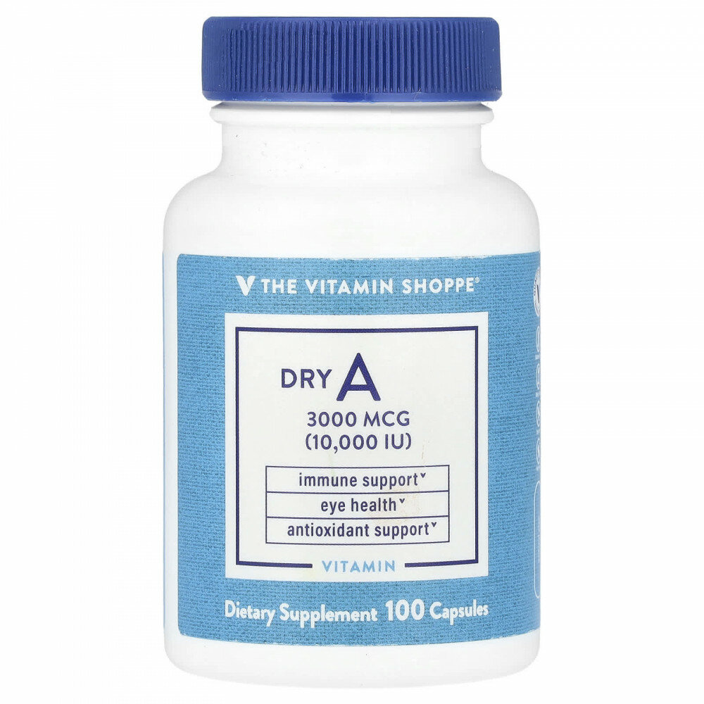 The Vitamin Shoppe, Dry A, 3000 мкг (10 000 МЕ), 100 капсул