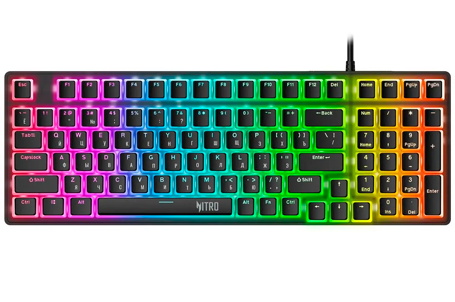 Клавиатура игровая Acer Nitro OKW303, механическая, RGB-подсветка, проводная, черный (ZL. KBDCC.01D)