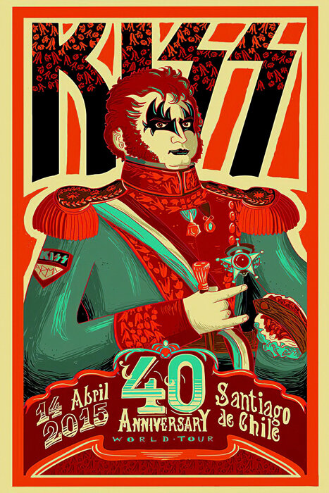 Постер Винтажный дизайнерский Группа Kiss Анонс тура (40х50 см)