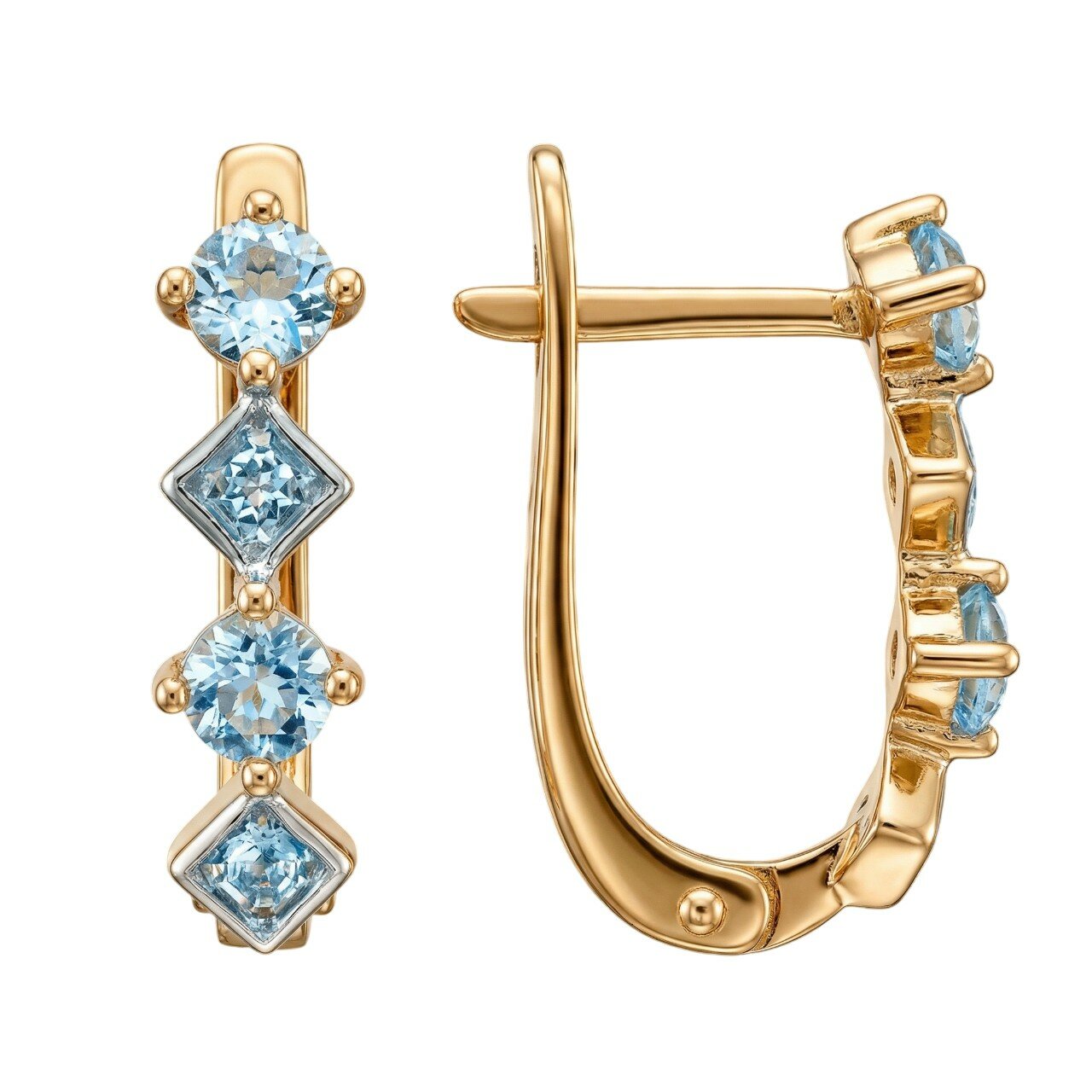 Серьги, красное золото, 585 проба, топаз