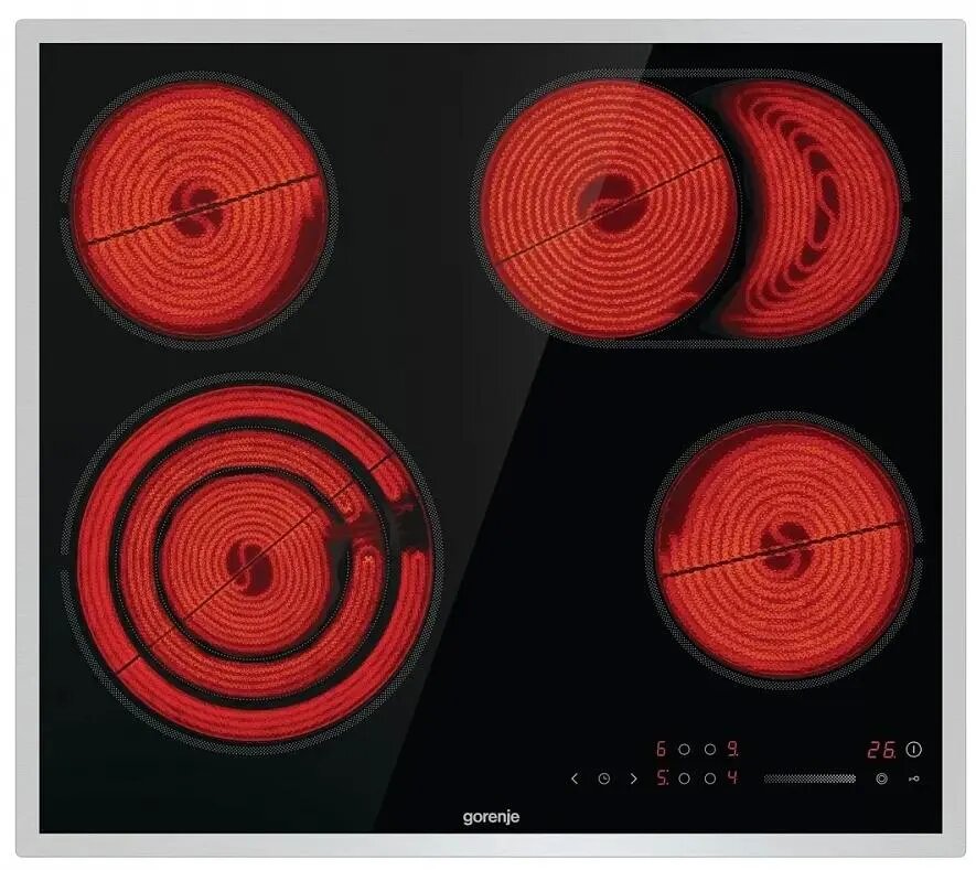Электрическая варочная поверхность Gorenje ECS646BXE, конфорок: 4 шт, стеклокерамика, независимая, черный