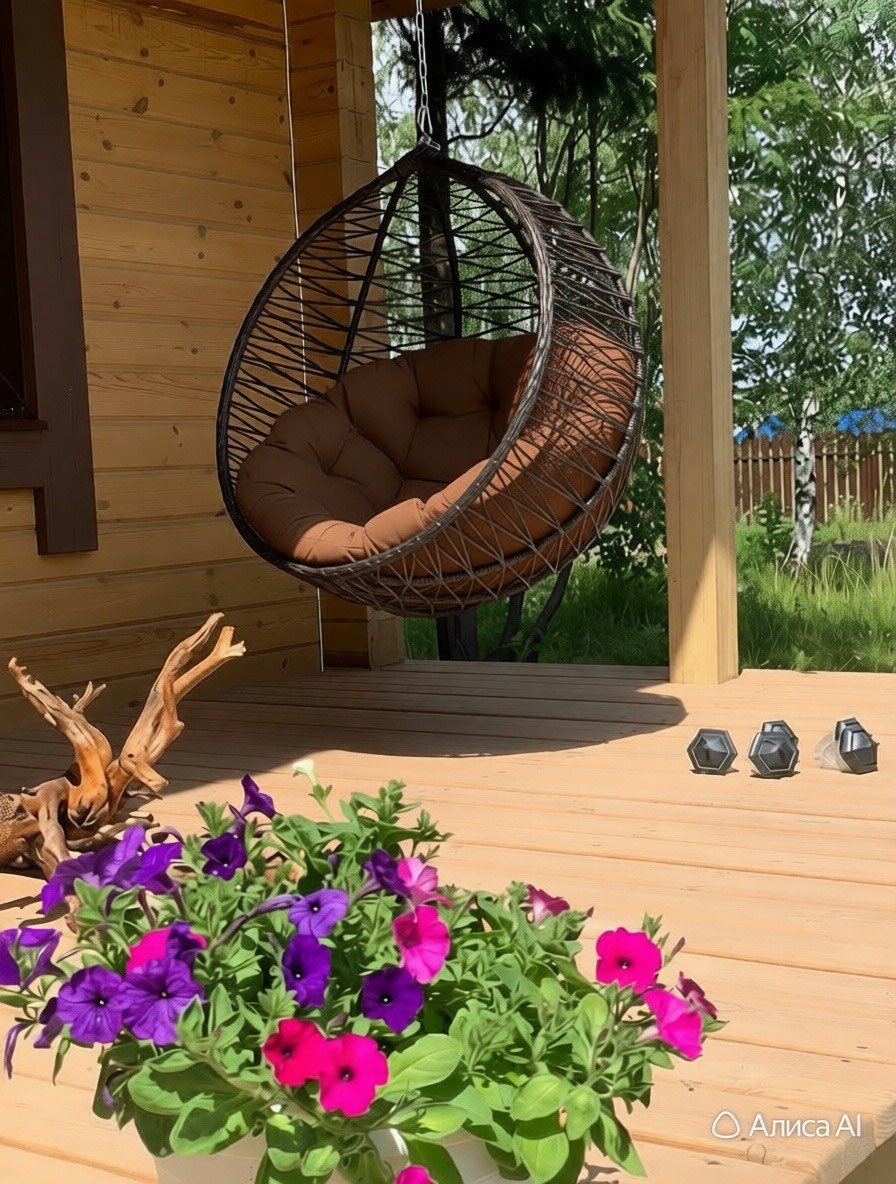 Подвесное кресло , 110*95*70 см, бабочка, без стойки, венге, с шоколадной подушкой