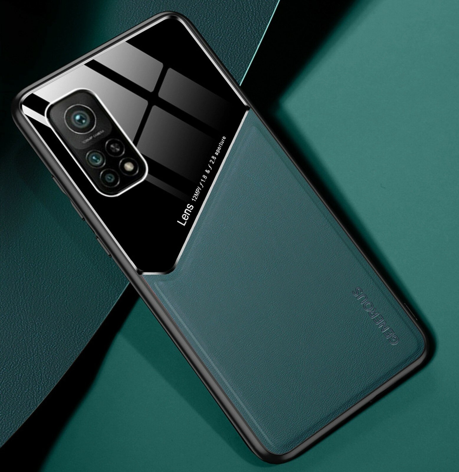 Защитный чехол-панель MyPads Generoso для Xiaomi 12 Lite с силиконом, эко-кожей и оргстеклом, зеленый