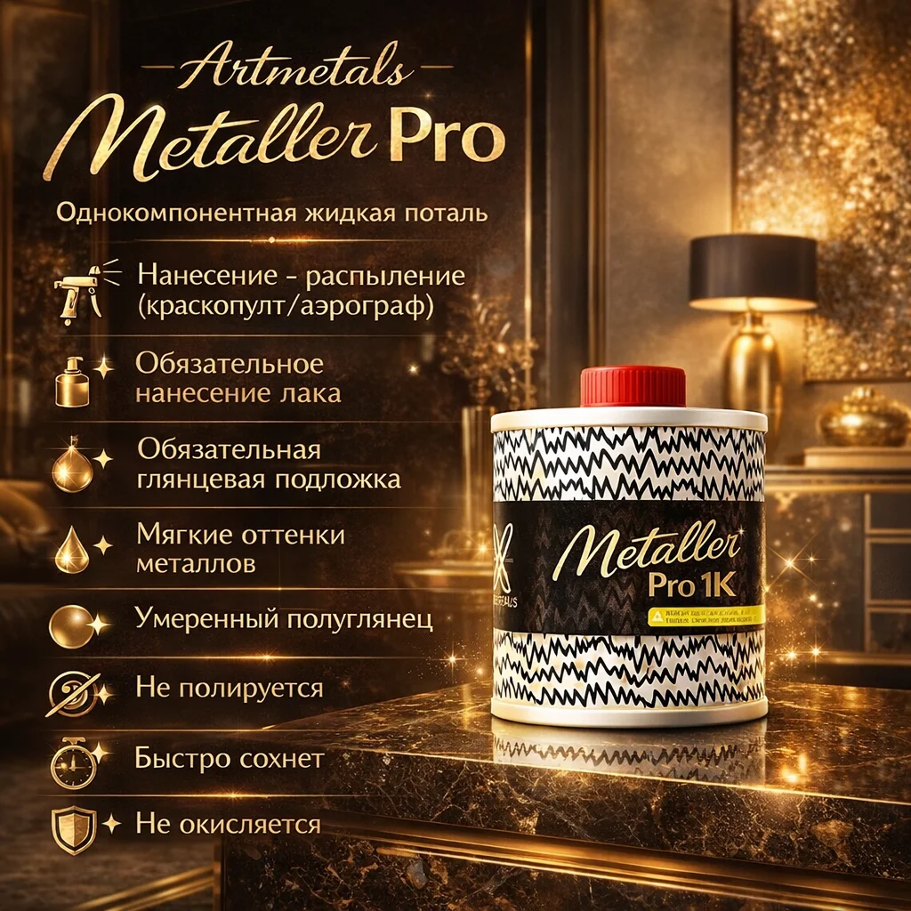 Эмаль декоративная с эффектом металлик Artmetals Metaller Pro бронза