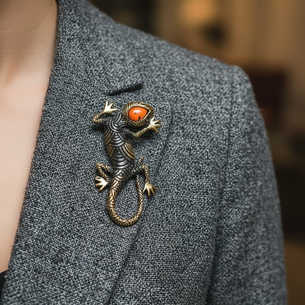 Брошь, янтарь