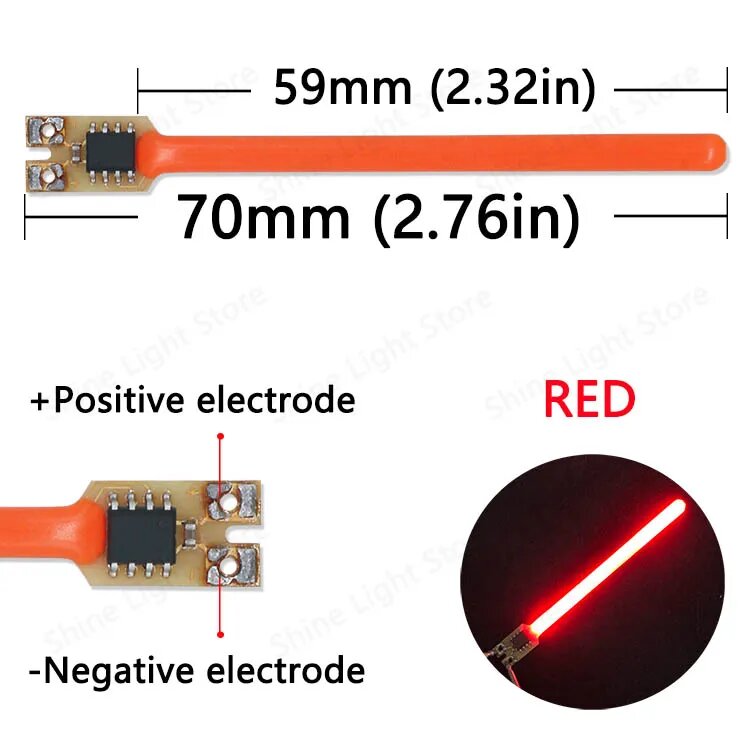 Красный светодиодный метеорит 70 мм, 3-5V, 10шт