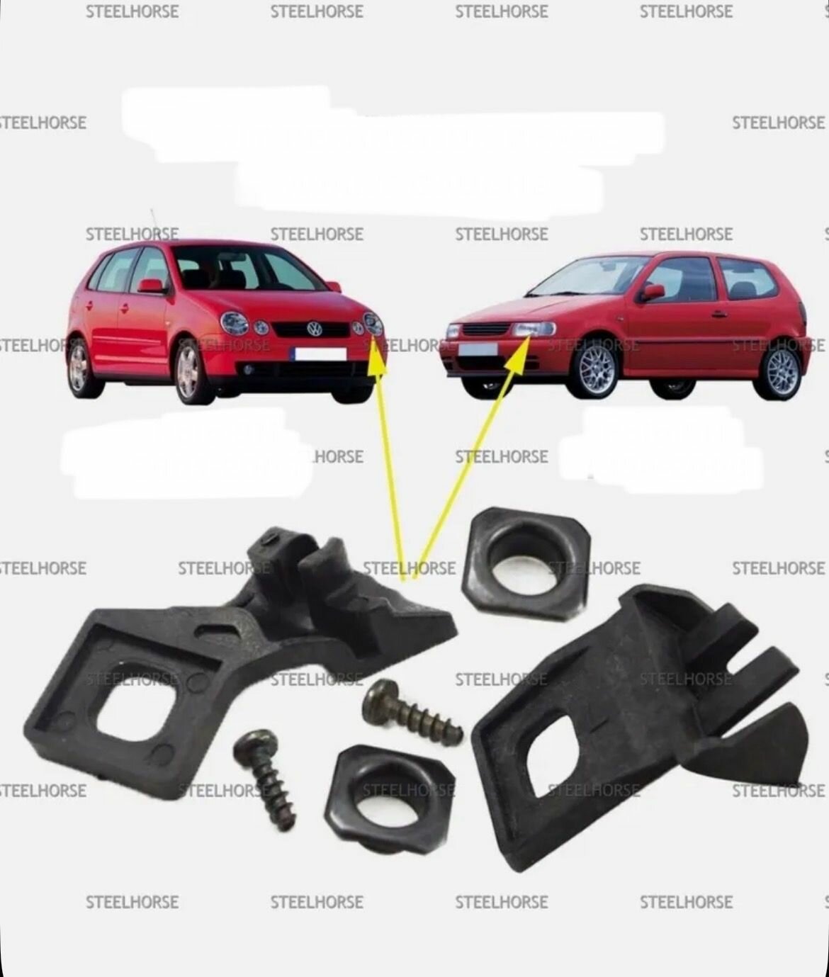 Кронштейн крепления фары левой (к-кт) VW Polo 2003-2005