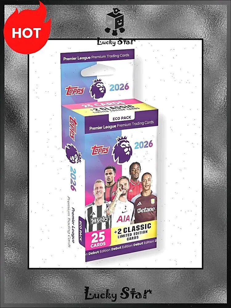Карточка,2025-26 Premier League Debut Edition Eco Pack,(25 карточек) Подвешенная коробка