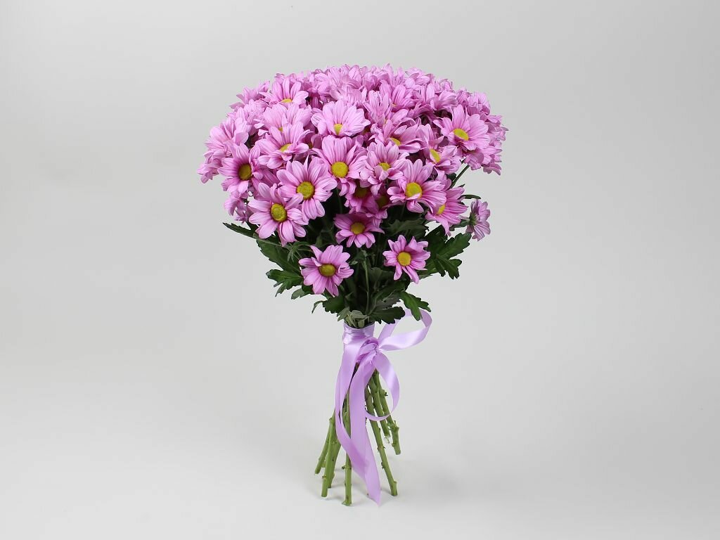 Букет 9 кустовых розовых хризантем