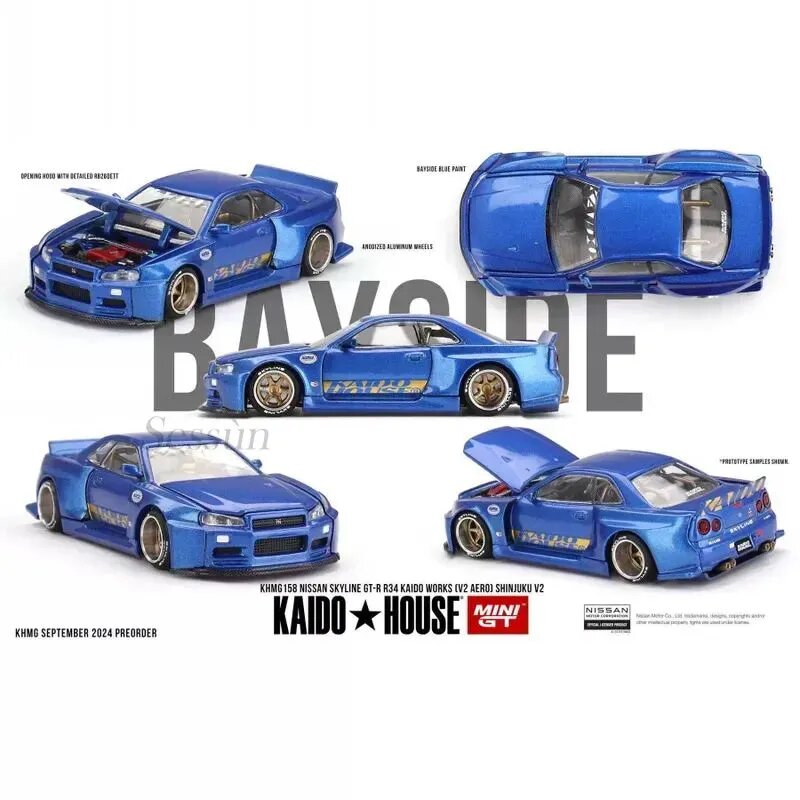 Машинка KAIDO HOUSE MINIGT MODEL 1:64 #158 Nissan Skyline GT-R R34 Die-cast Alloy Model Collection Toy Children Gifts