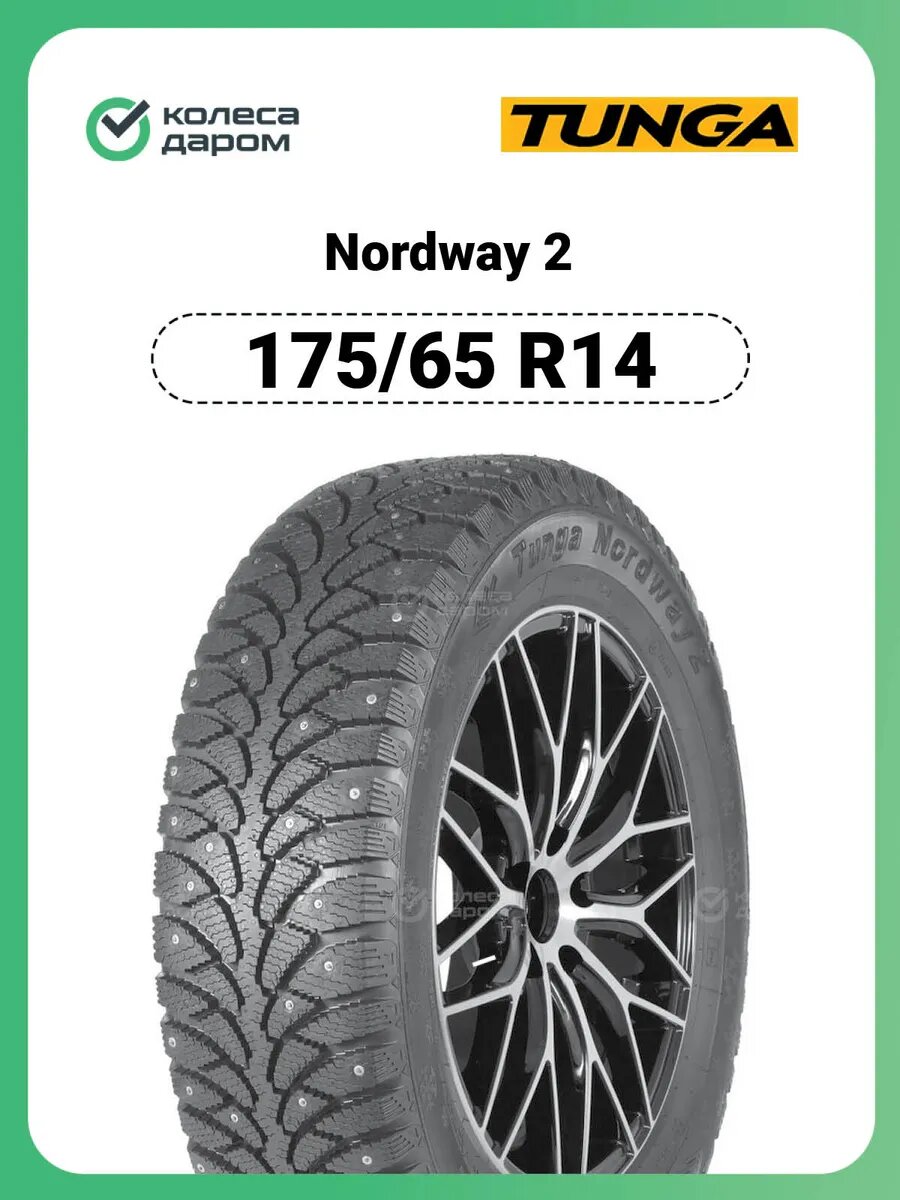 Шина зимняя автомобильная Tunga Nordway 2 175/65 R14 82Q бескамерная, шипованная