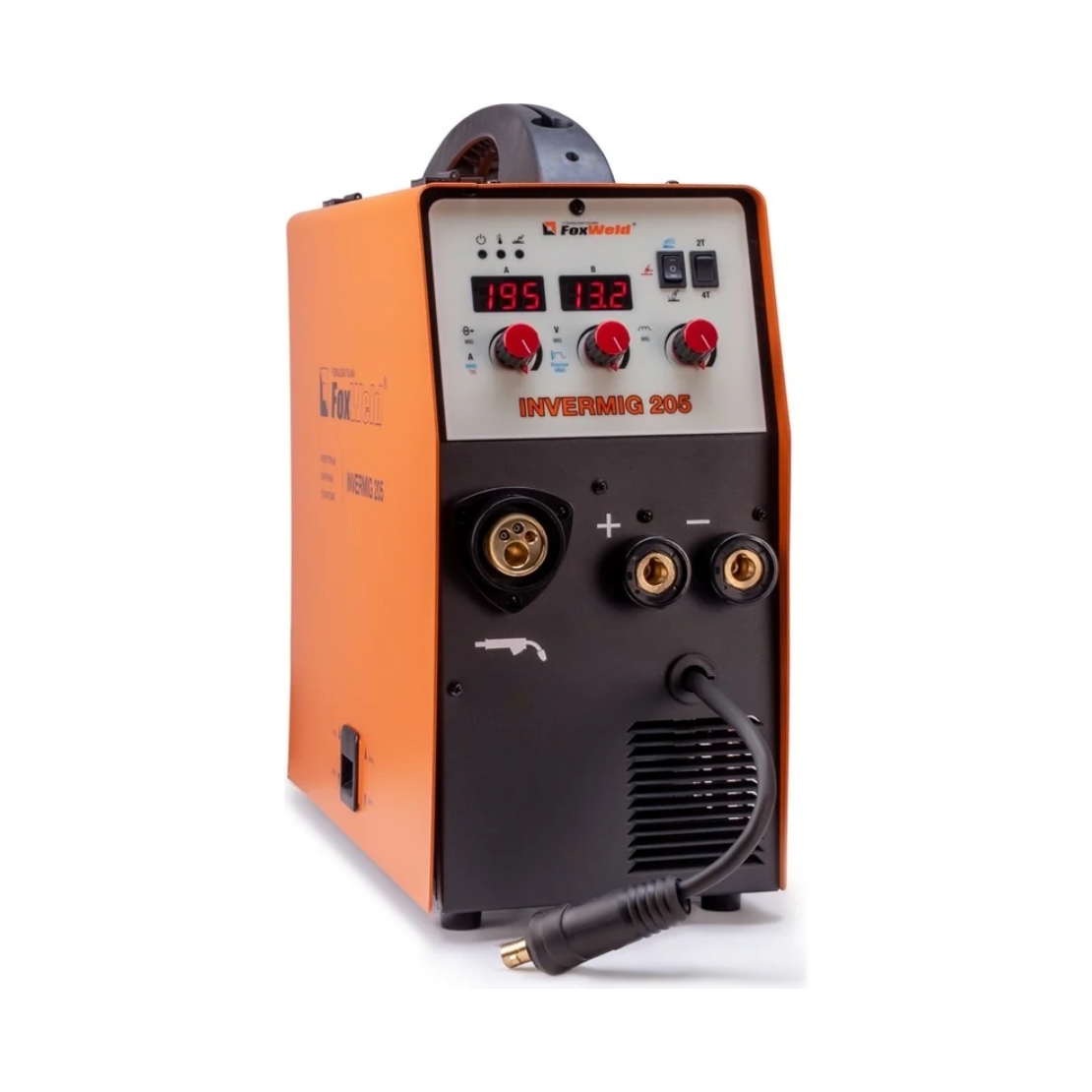 Сварочный аппарат FoxWeld Invermig 205, 7.2 кВт, MIG/MAG, MMA, TIG Lift, электрода (MMA) от 1.6 до 5 мм, оранжевый