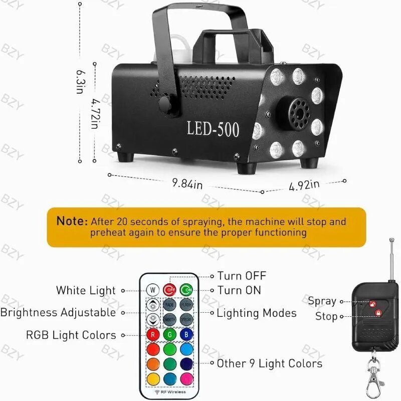 Дым Машина Для Дискотек LED-500 для клубов и дискотек, с пультом ДУ, черная — фото 1