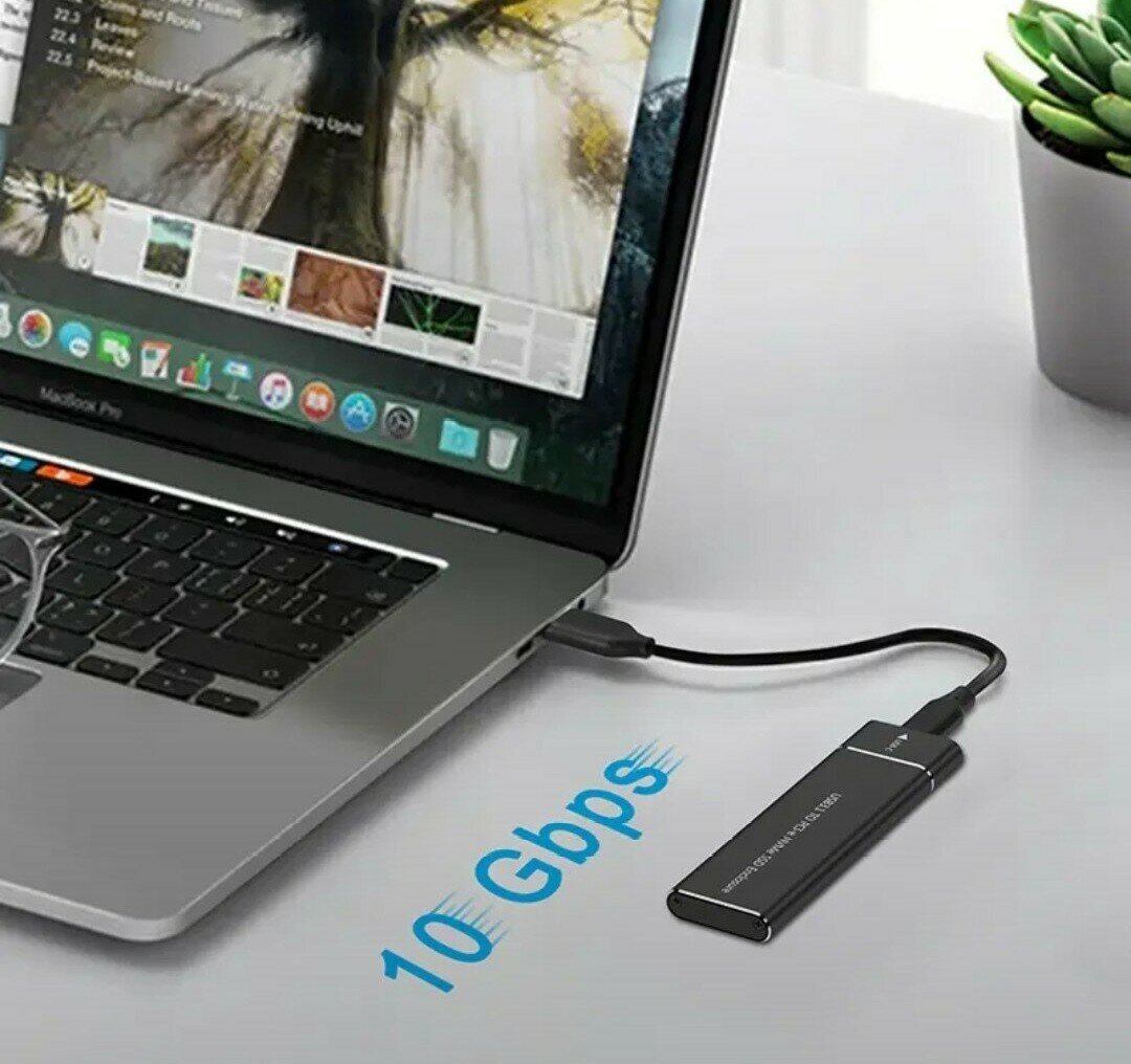 Бокс для жесткого диска SSD M2 NVME or SATA до 2 tb , корпус метал. Со скоростью передачи данных до 10 гбит/с.