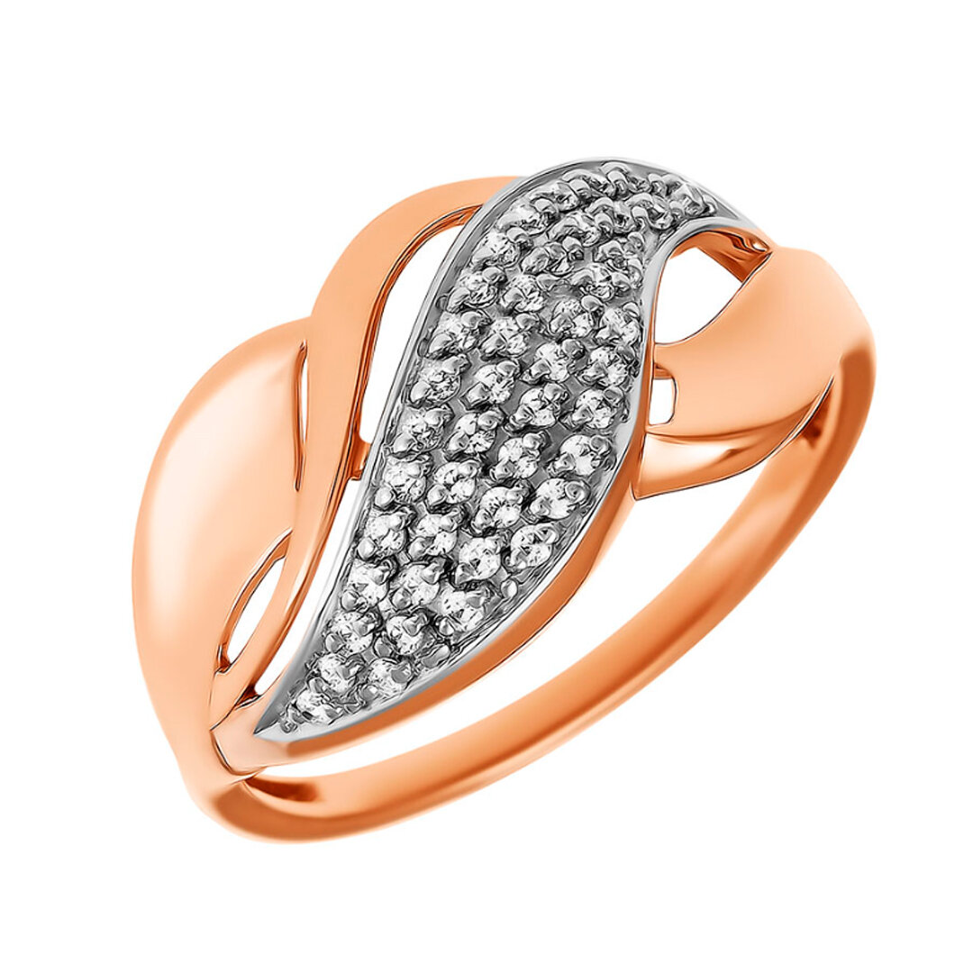 Кольцо, красное золото, 585 проба, фианит