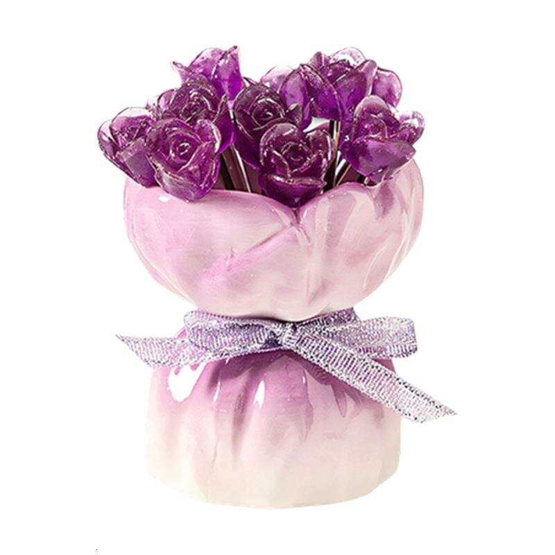 Художественный набор из 12 вилок «Розы» из нержавеющей стали 304, Фиолетовый