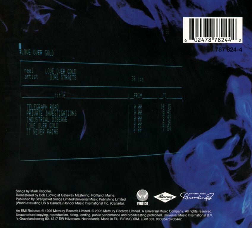 Фирменное издание Dire Straits - Love Over Gold CD