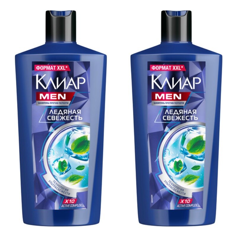 Клиар Шампунь для волос, Men, Ледяная свежесть с ментолом, 650 мл, 2 шт