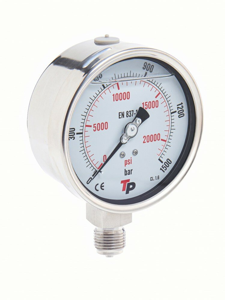 Манометр гидравлический виброустойчивый радиальный D100 мм 0-1500 bar 1/2BSP TP